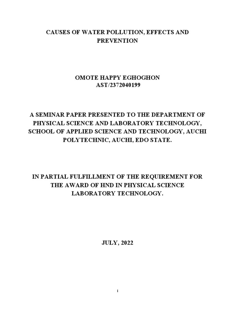 Causes of Water Pollution | PDF | Water Pollution | Sewage Treatment