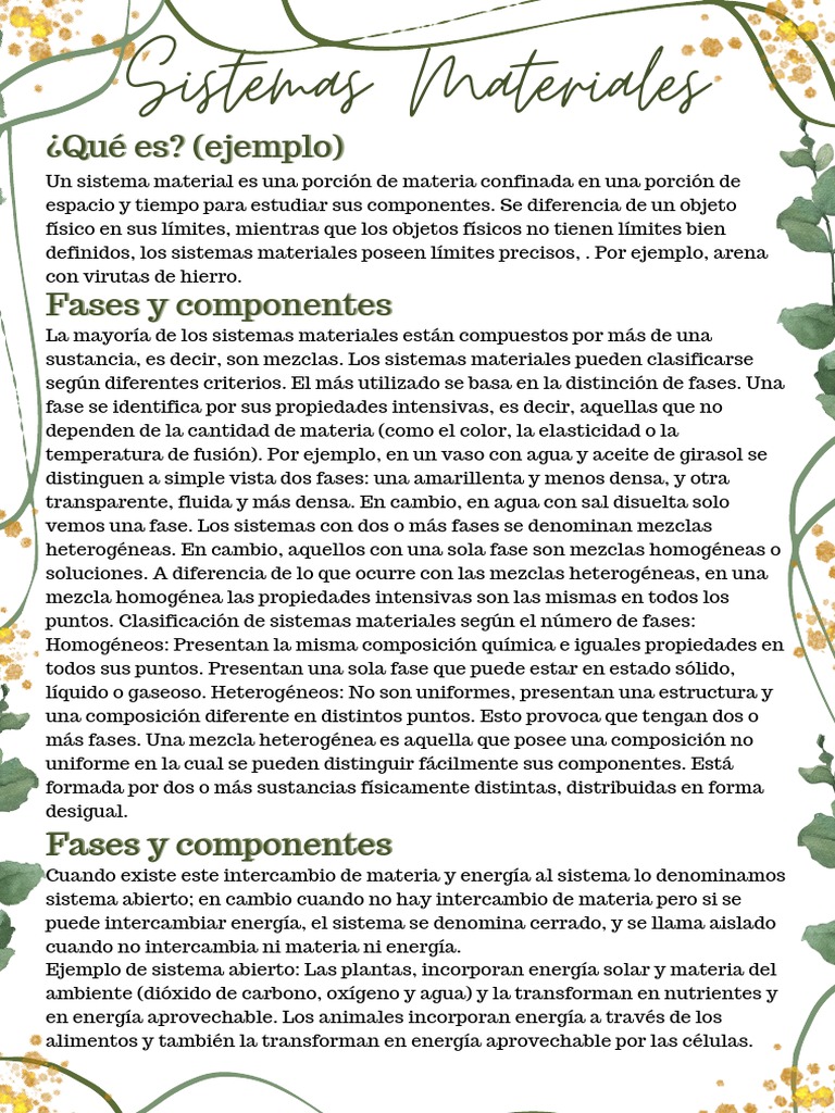 Conceptos básicos sobre sistemas materiales: tipos, fases, componentes ...