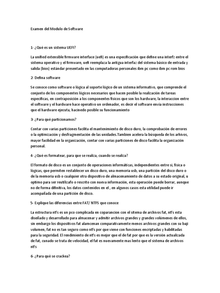 Examen Del Modulo de Software | PDF | Archivo de computadora | Software ...