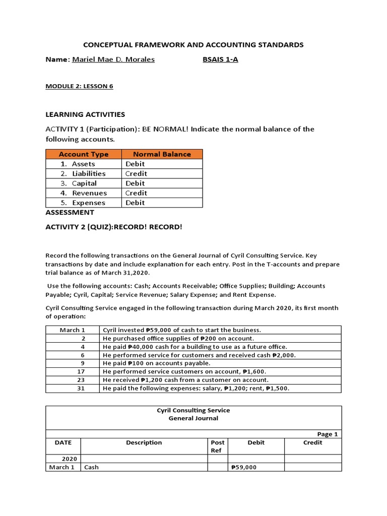 Accounting Module 2 Answer | PDF | Debits And Credits | Service Industries