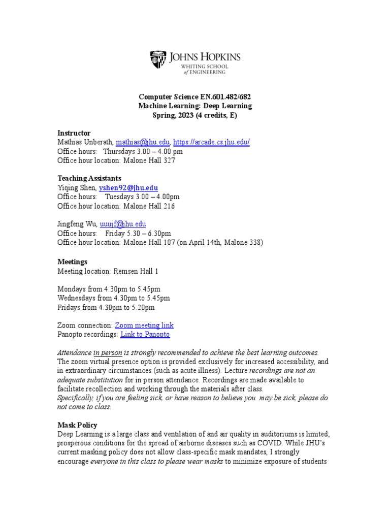 Syllabus DL Spring 2023 | PDF | Academic Dishonesty | Learning