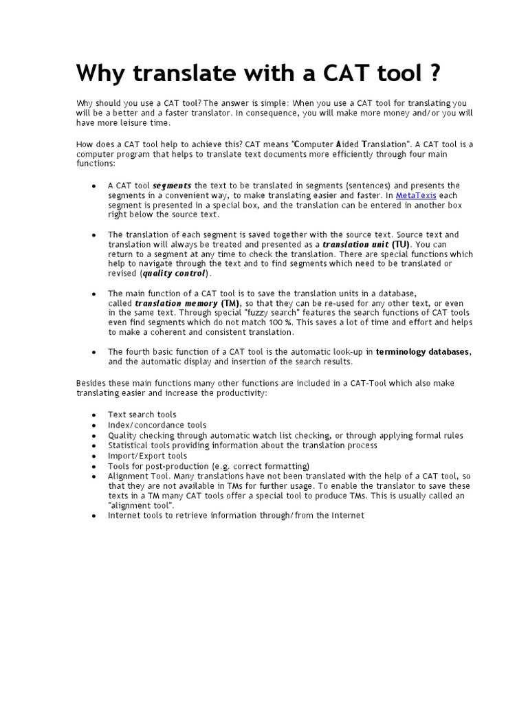Benefits of Using CAT Tools for Translation | PDF | Applied Linguistics ...