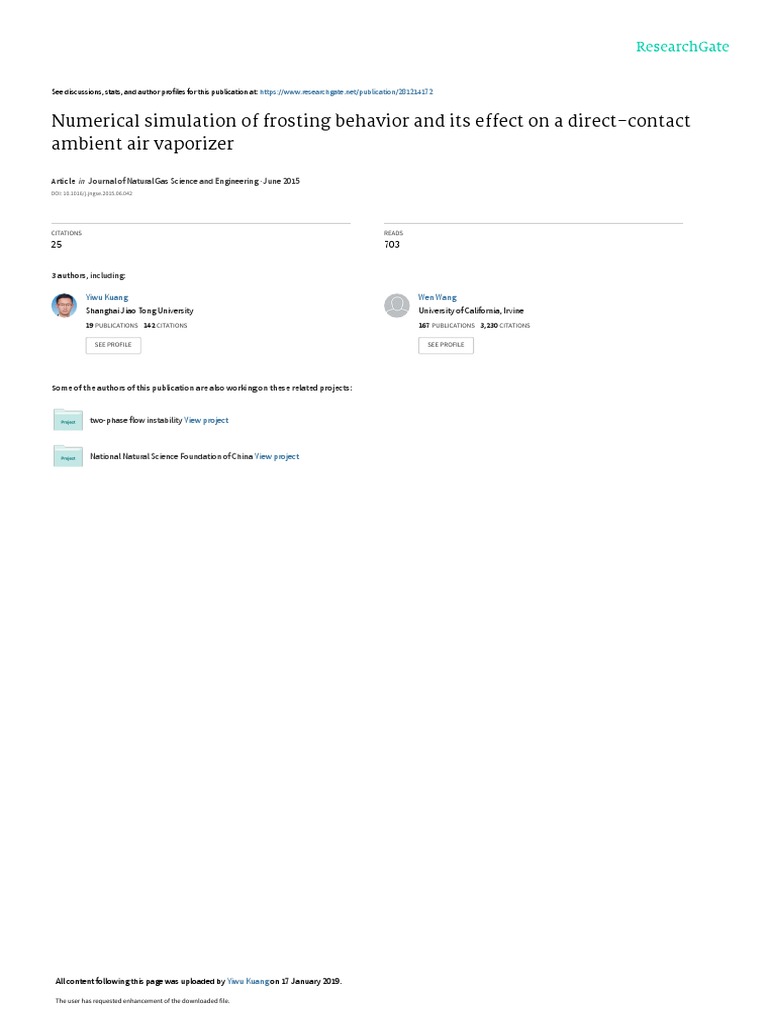 Numerical Simulation of Frosting Behavior and Its Effect On A Direct-Contact Ambient Air ...