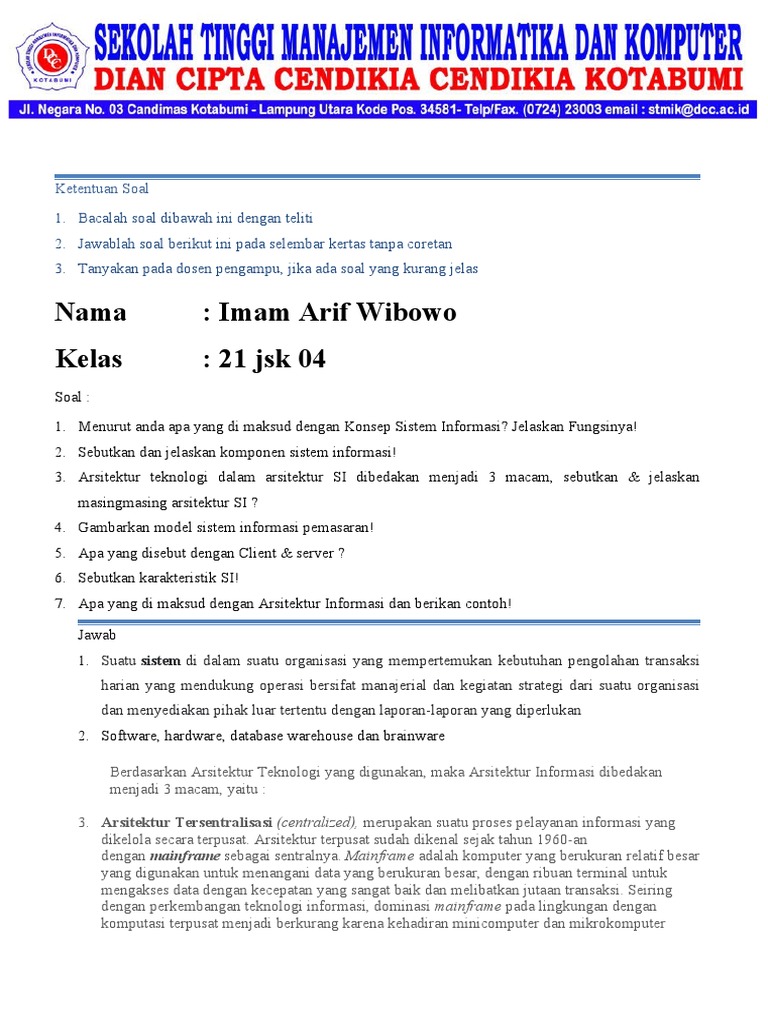 Soal Kuis | PDF | Komputer