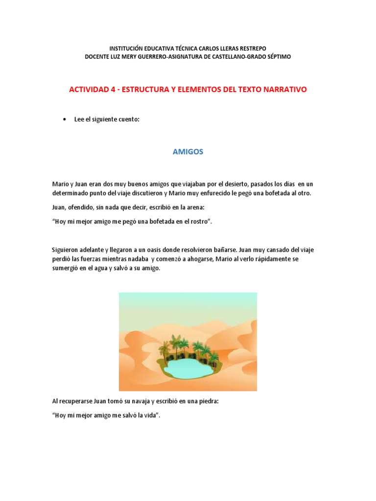 Actividad 4 - Estructura y Elementos Del Texto Narrativo | PDF Actividad 4 - Estructura y Elementos Del Texto Narrativo | PDF