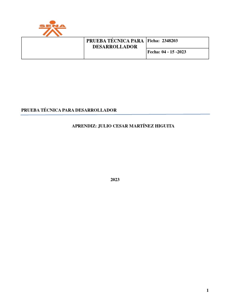 Prueba Tecnica para Desarrolladores | PDF | Caso de uso | Usuario (informática)