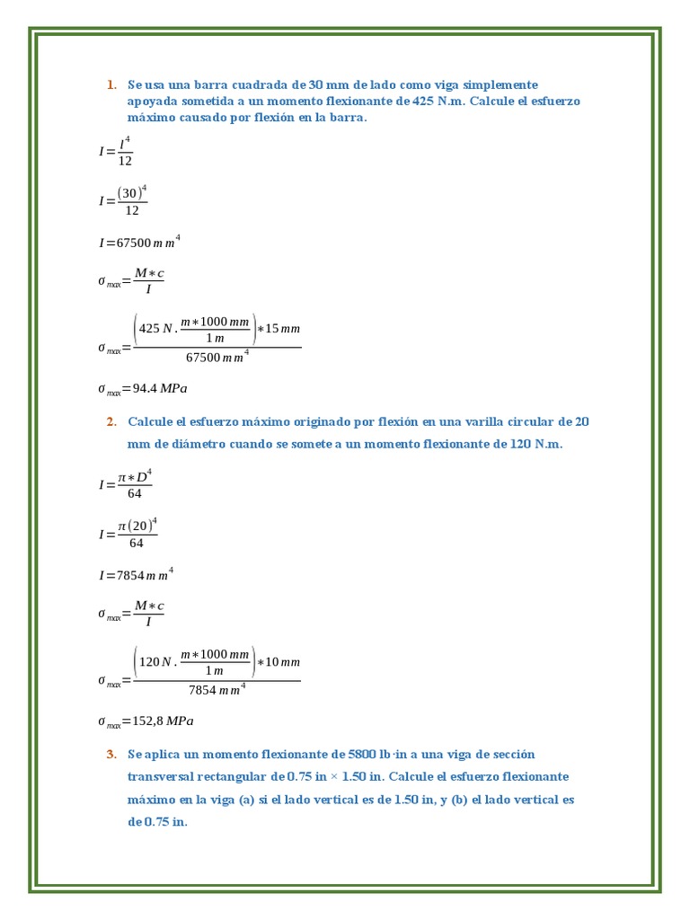 Solucionario Tema FLEXION | PDF | Viga (Estructura) | Doblar