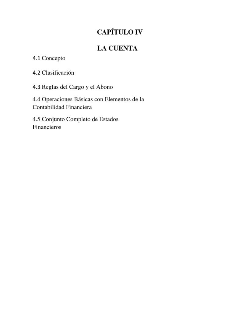 Capítulo Iv La Cuenta | PDF | Impuesto sobre la renta | Contabilidad