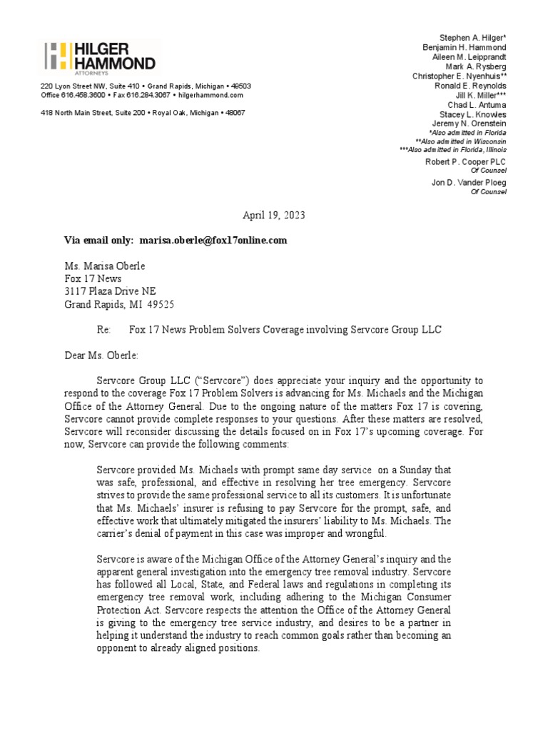 Servcore Response To FOX 17 | PDF