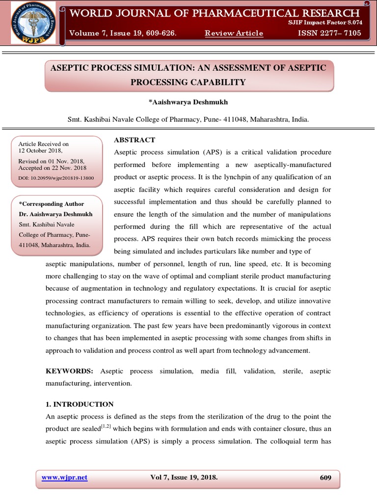 Aseptic Process Simulation: An Assessment of Aseptic Processing Capability | PDF | Technology ...