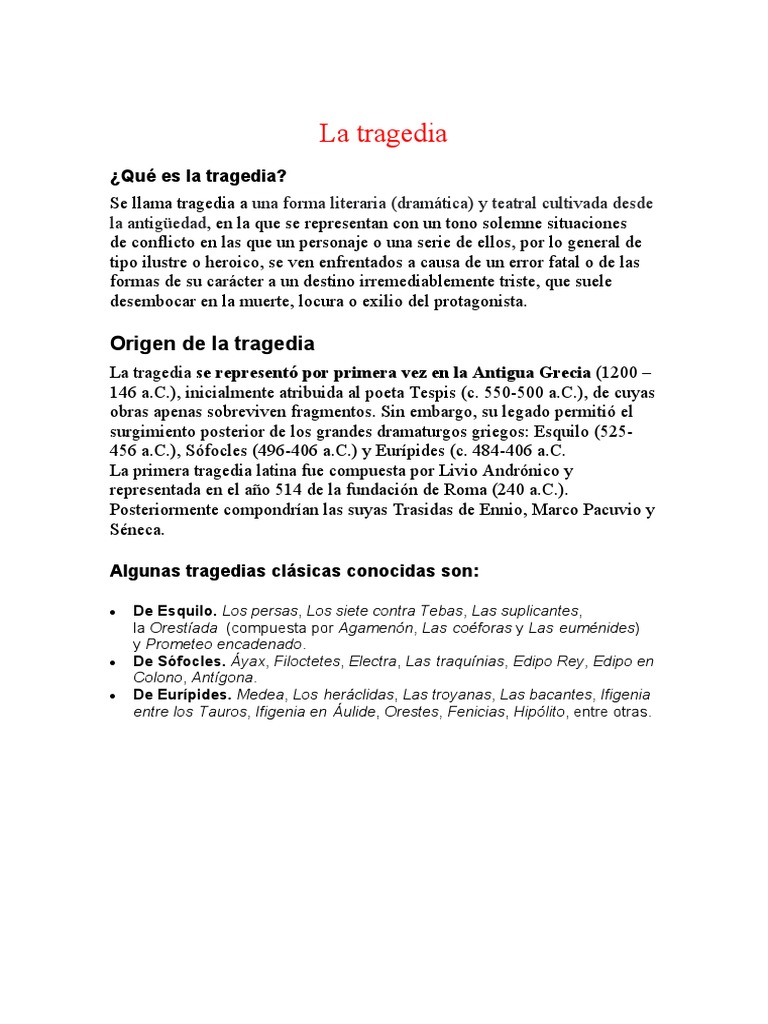 Definición y tipos de tragedia | PDF | Tragedia