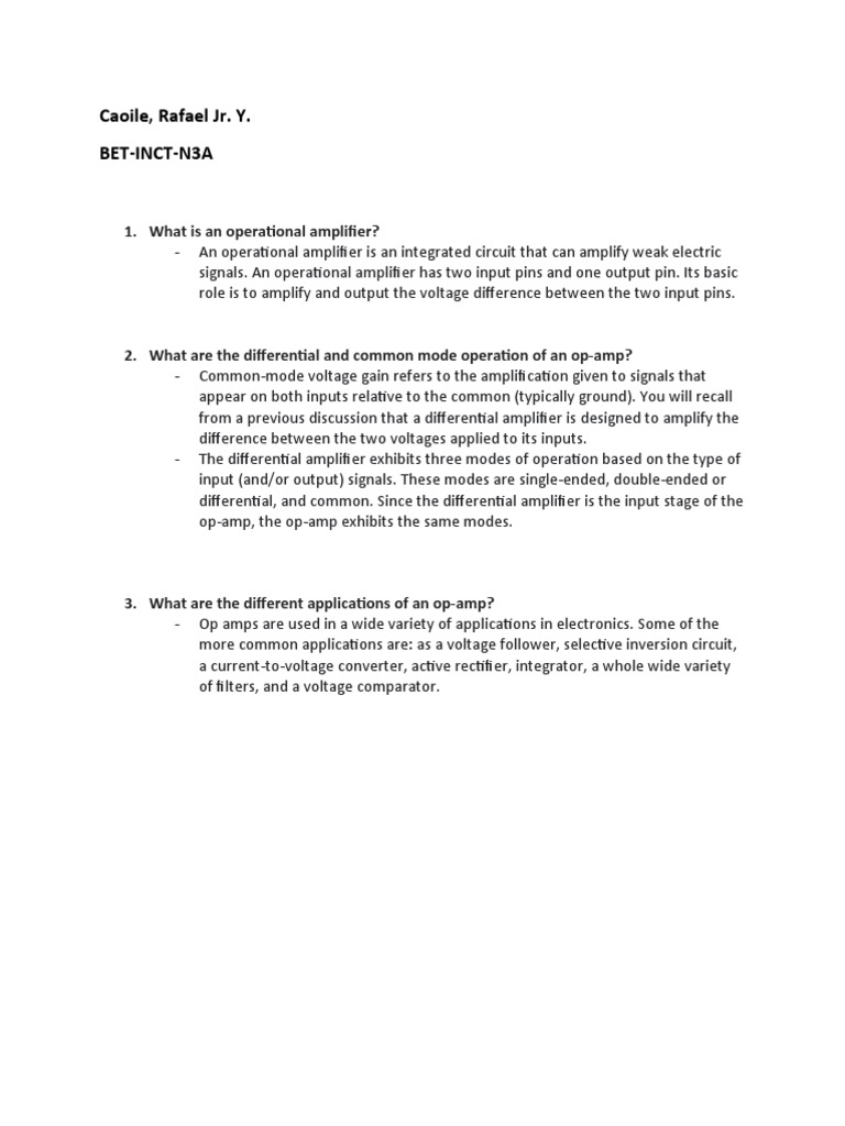 Caoile, Rafael Jr. Y. Bet-Inct-N3A: 1. What Is An Operational Amplifier ...