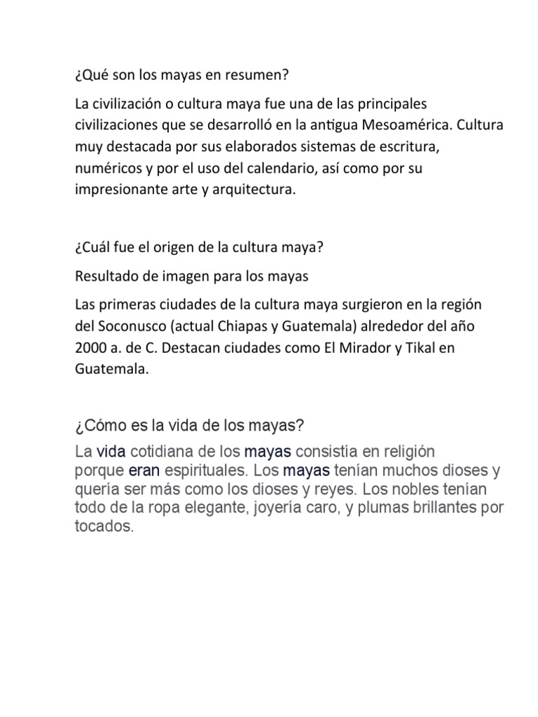 Qué Son Los Mayas en Resumen | PDF