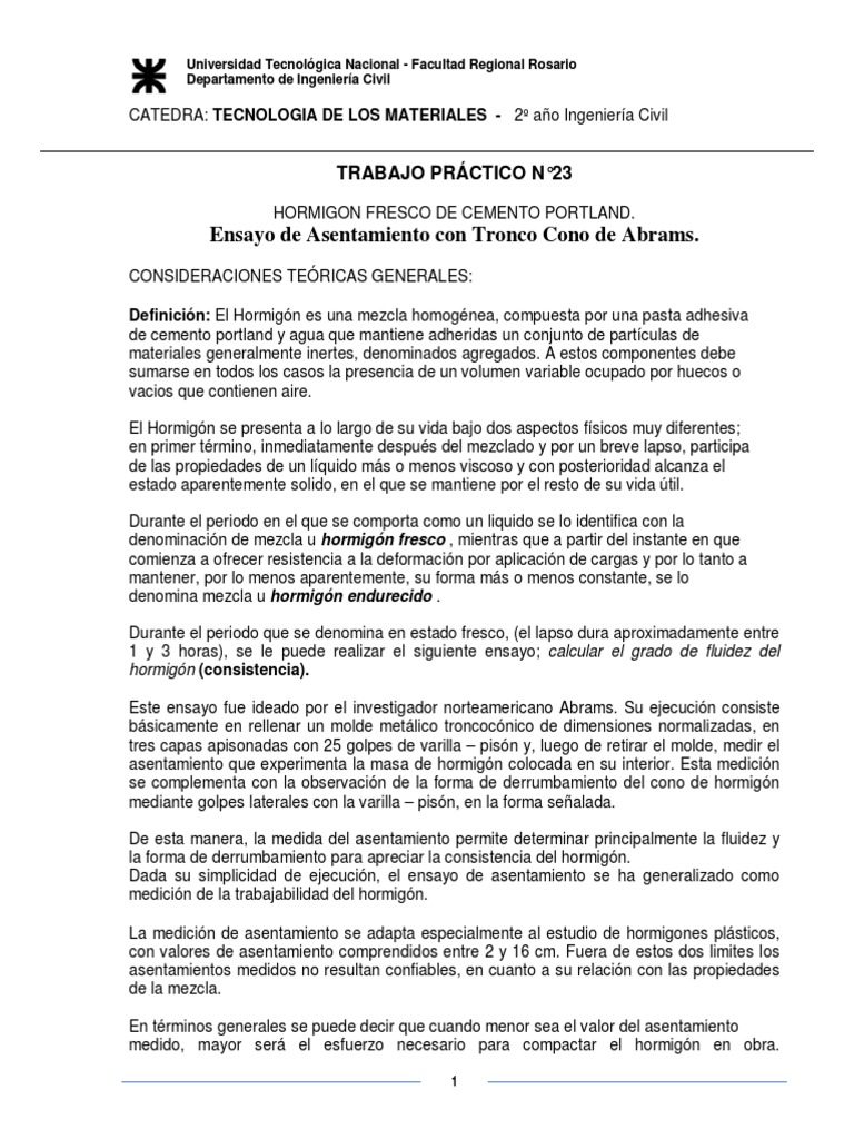 TP Nº23 | PDF | Hormigón | Ciencias fisicas