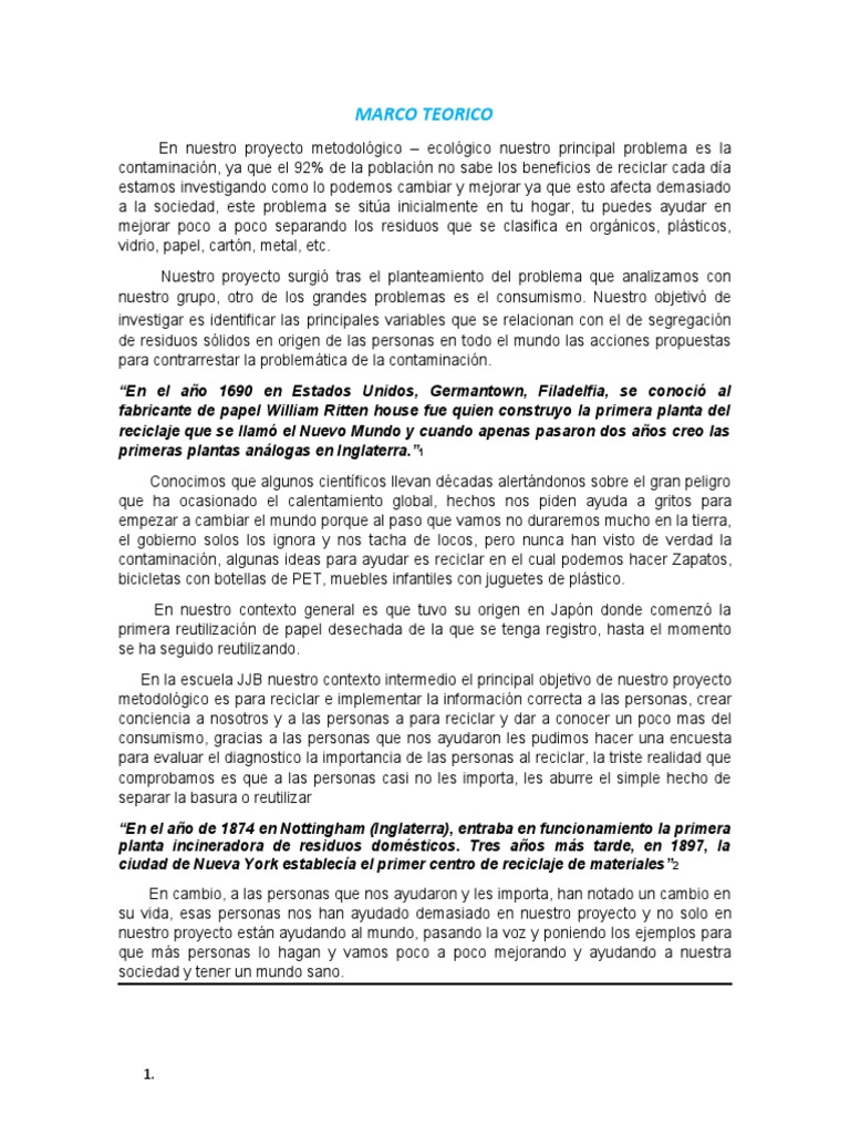 Marco Teorico | PDF | Reciclaje | Residuos
