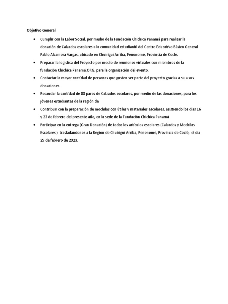 Objetivo General Labor Social | PDF