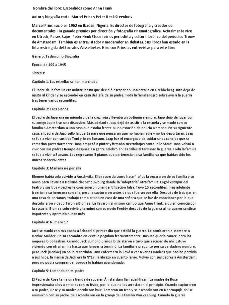 Escondidos como Anne Frank: Historias de vida | PDF | Anne Frank