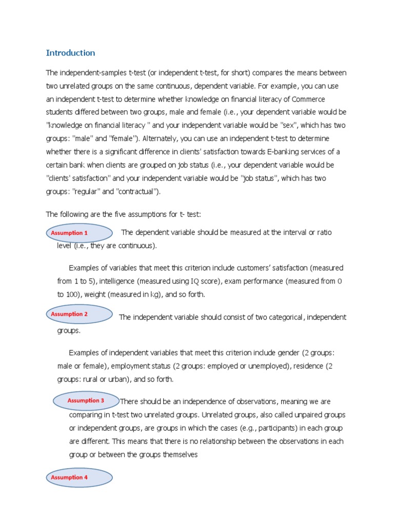 Independent Samples T-Test Explained | PDF | Student's T Test ...
