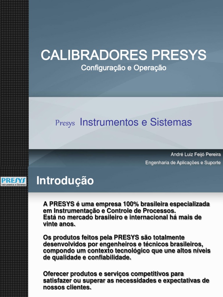 Calibradores Presys: Presys Instrumentos e Sistemas | PDF | Metrologia ...