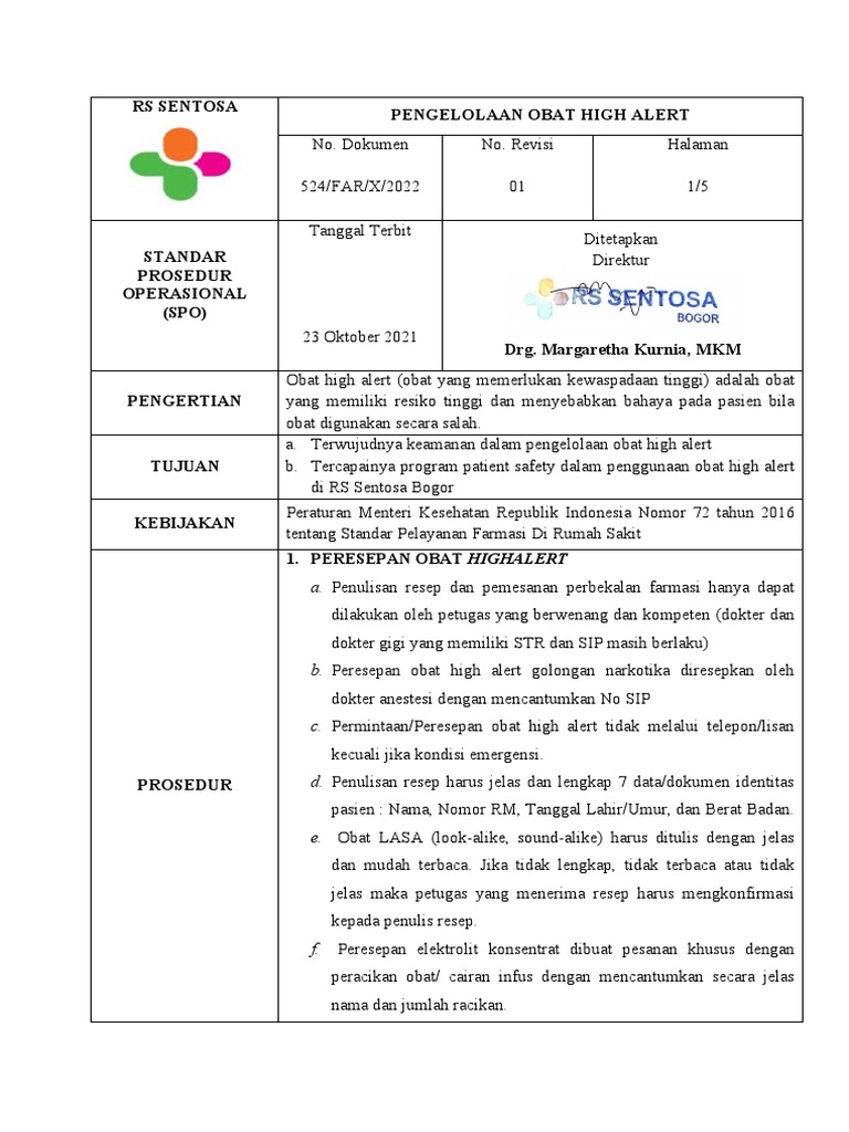 Pengelolaan Obat High Alert | PDF