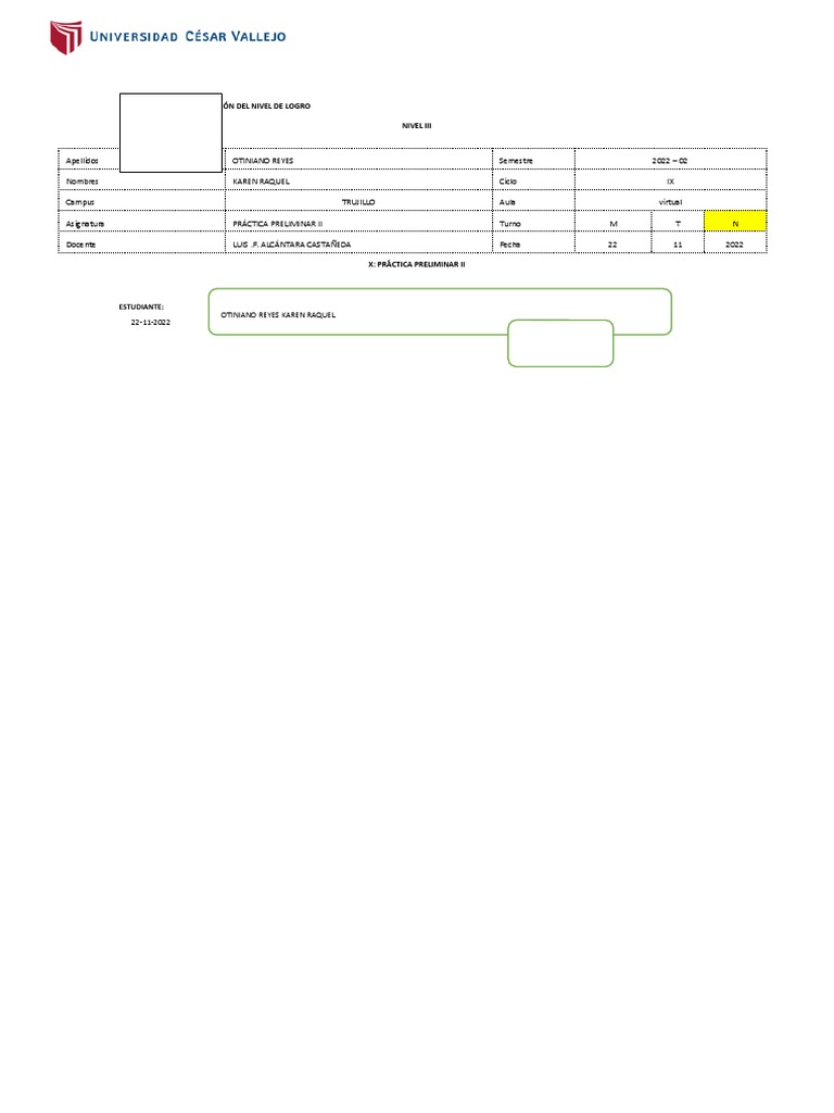 Práctica Preliminar Ii Prueba de Nivel de Logro 2 | PDF