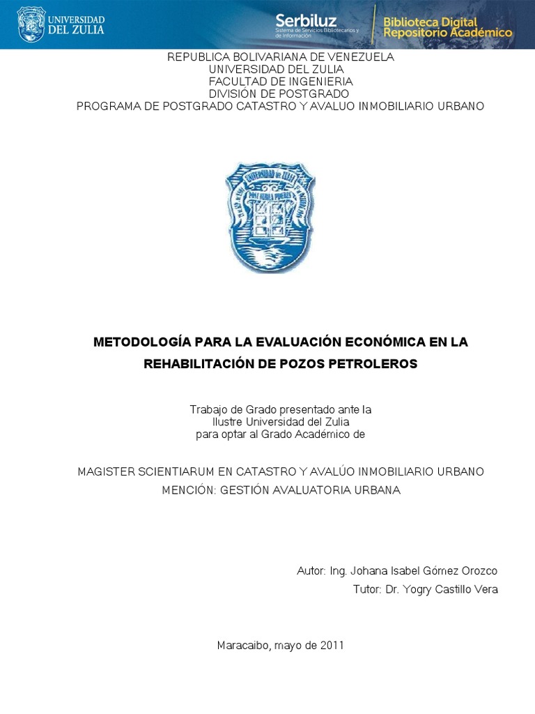 Metodologia para La Evaluacion Economica en La Rehabilitacion de Pozos Petroleros | PDF ...