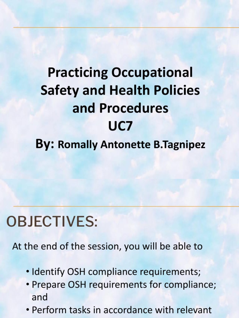 UC7.BASIC Practicing OSH Policies and Procedures PTC-DDN | PDF ...