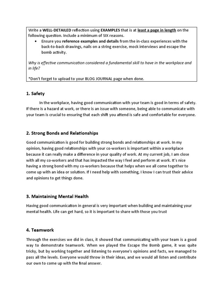 Communication Reflection Blog Post | PDF | Social Psychology ...