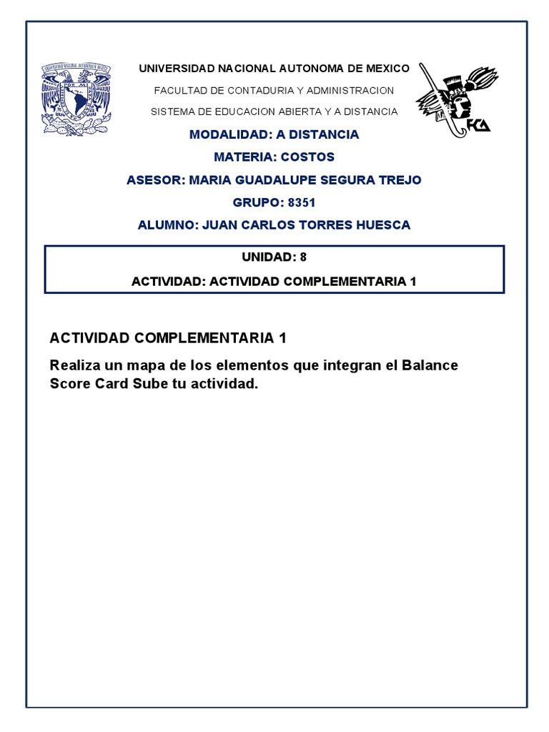 Unidad 8 Act. Complementaria 1 | PDF | Gestión estratégica | Negocios económicos