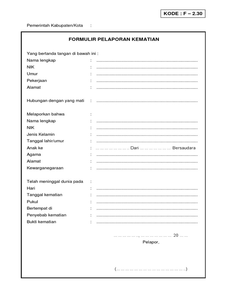 Formulir Kematian | PDF