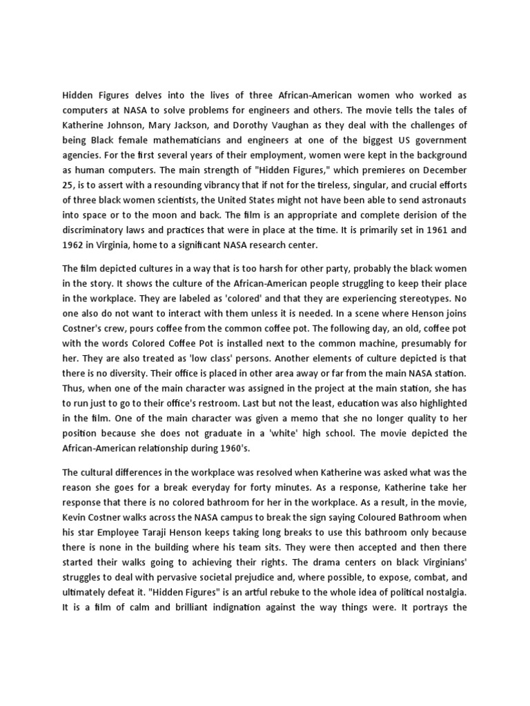 Hidden Figures Reaction | PDF | Hidden Figures