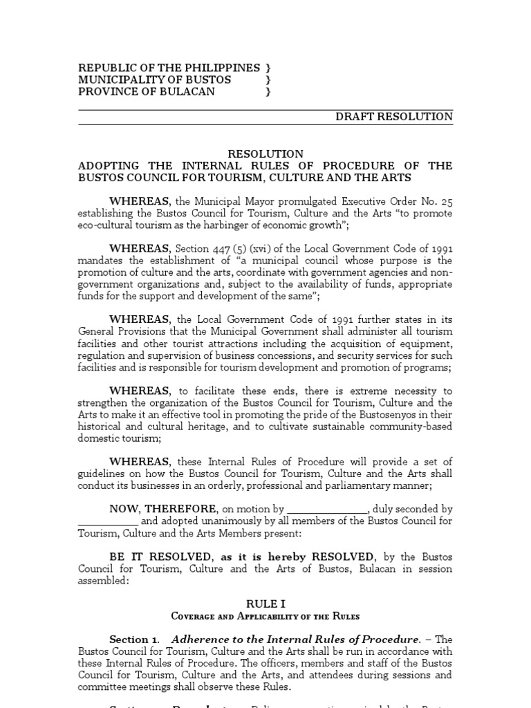 Tourism Council IRP | PDF | Quorum | Committee