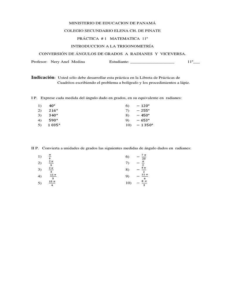 Conversión Ángulos Grados-Radianes | PDF | Tecnología