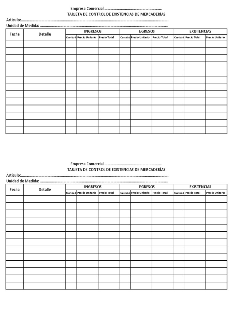 Kardex Modelo | PDF