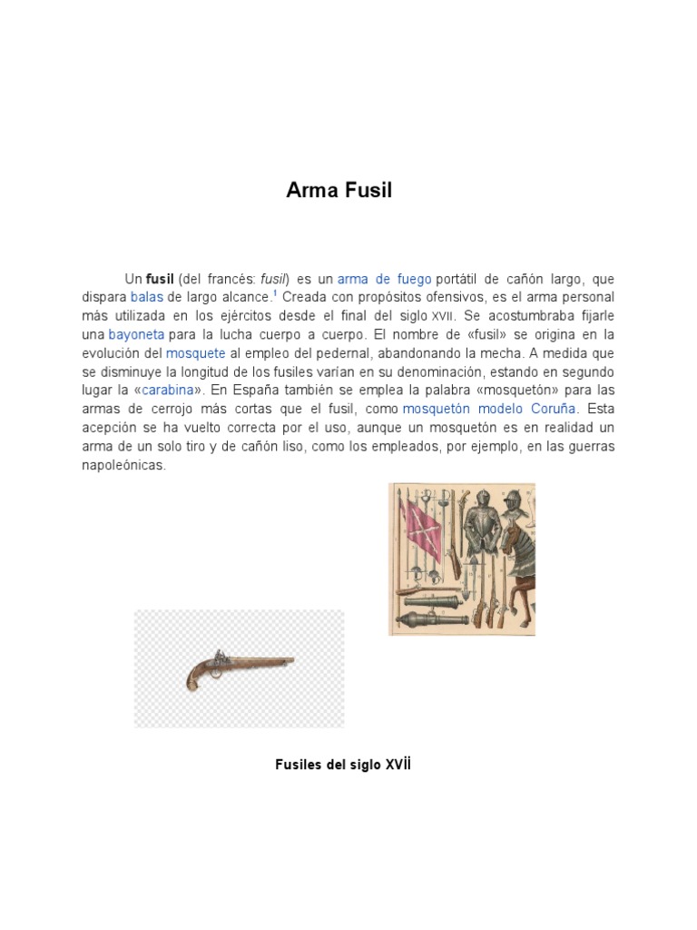Arma Fusil: Arma de Fuego Balas Bayoneta Mosquete Carabina Mosquetón ...