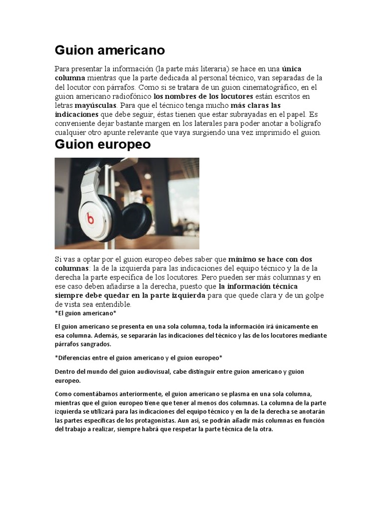 guión americano y europeo | PDF