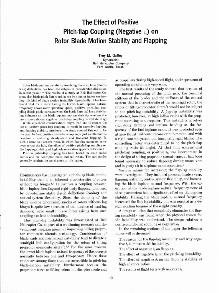 The Effect of Positive Pitch-Flap Coupling (Negative On Rotor Blade ...