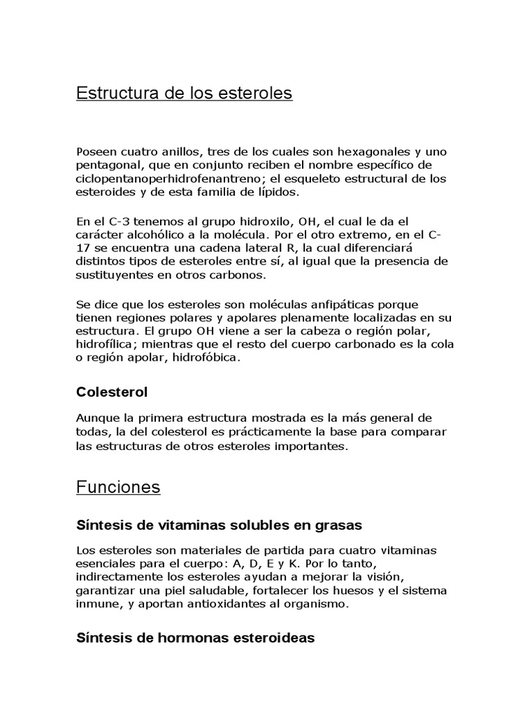 Estructura de Los Esteroles Exposición en Grupo | PDF | Lípido | Colesterol