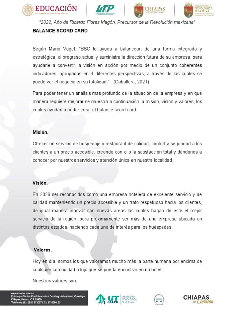 Balance Score Card | PDF | Cliente | Hotel