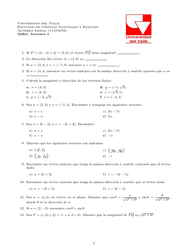 Vectores Uv | PDF | Vector Euclidiano | Matemáticas