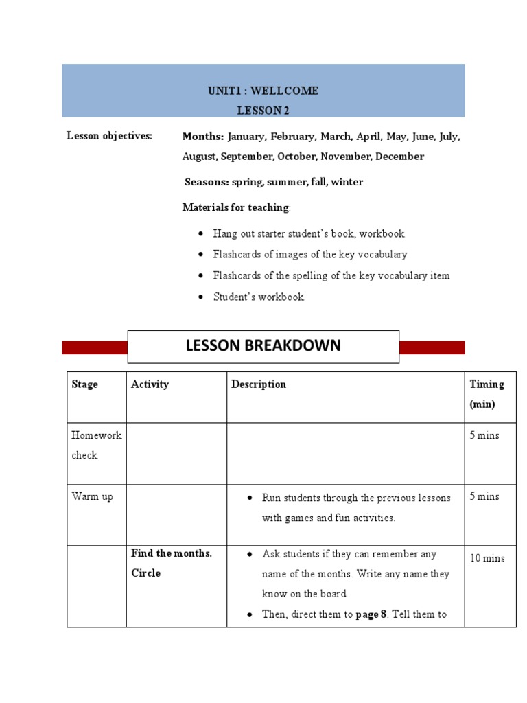 Wellcome - Lesson 2 | Descargar gratis PDF | Vocabulary | Applied Linguistics