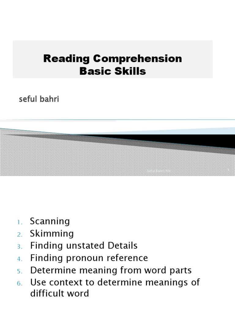 Reading Comprehension Basic Skills: Seful Bahri | PDF | Tornadoes | Spice
