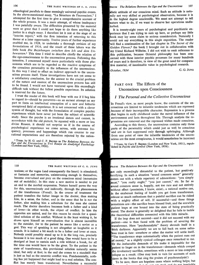 Jung Ego Unconscious | PDF | Unconscious Mind | Carl Jung