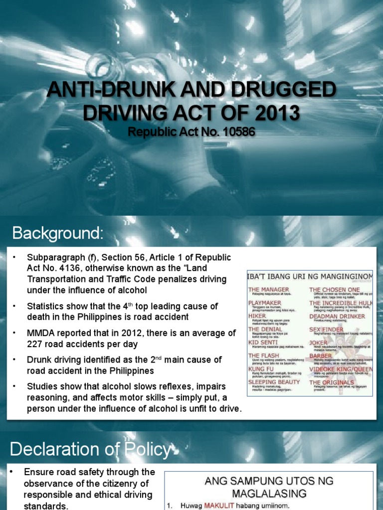 Anti-Drunk and Drugged Driving Act of 2013 | PDF | Driving Under The ...