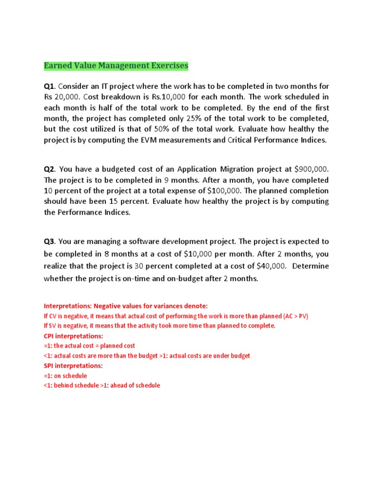 Exercise - Earned Value Management | PDF