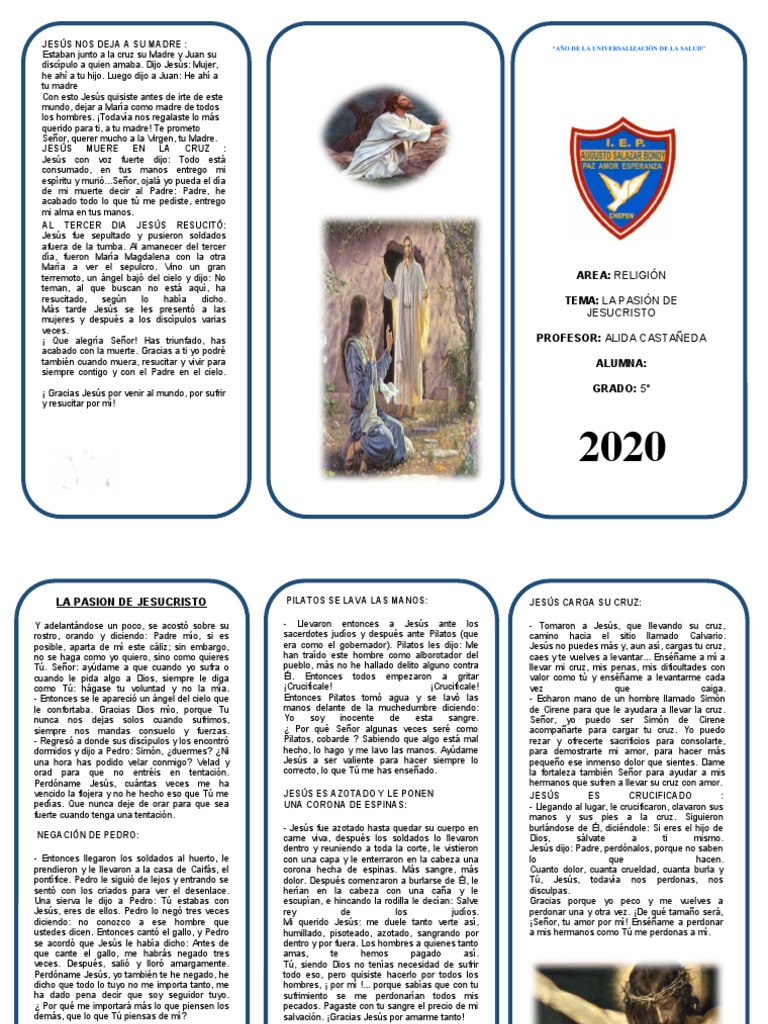 Triptico - Lla Pasion de Jesucristo | PDF | Jesús | María, madre de Jesús