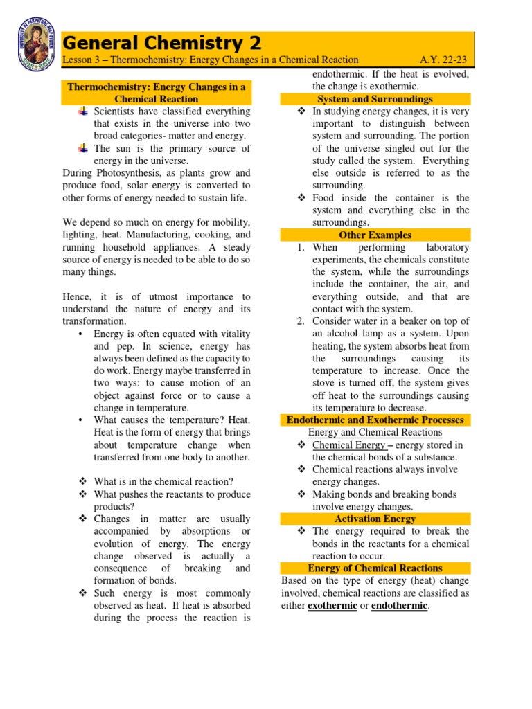 General Chemistry2 - Lesson3 | PDF | Chemical Reactions | Heat