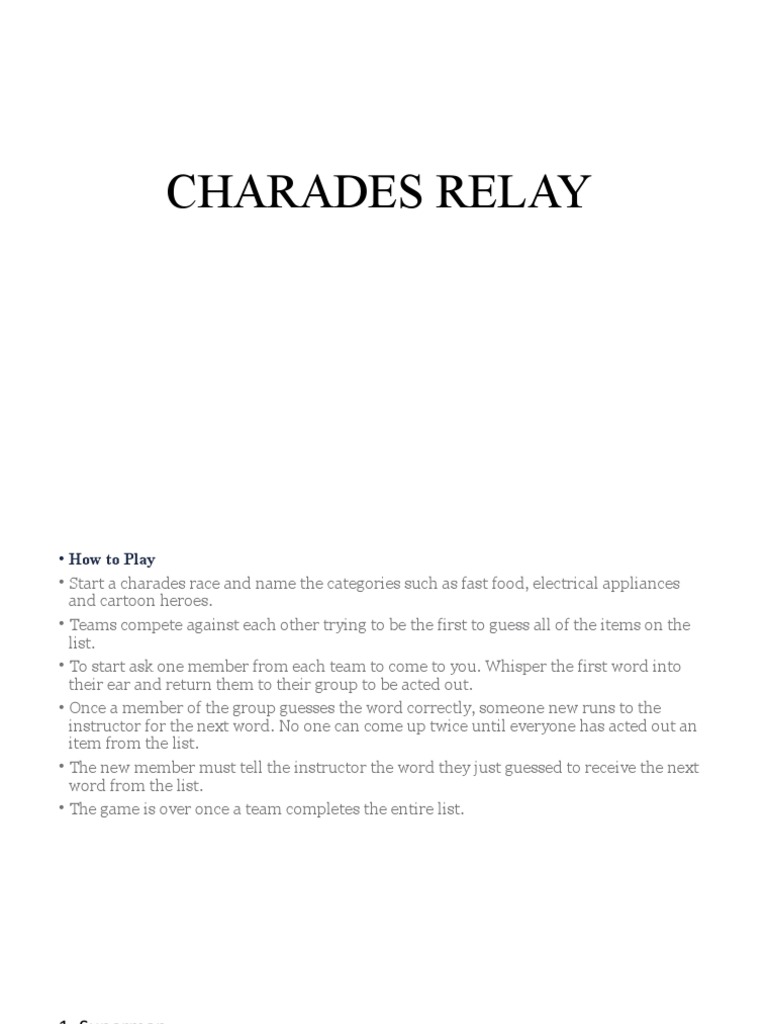 Charades Relay | PDF