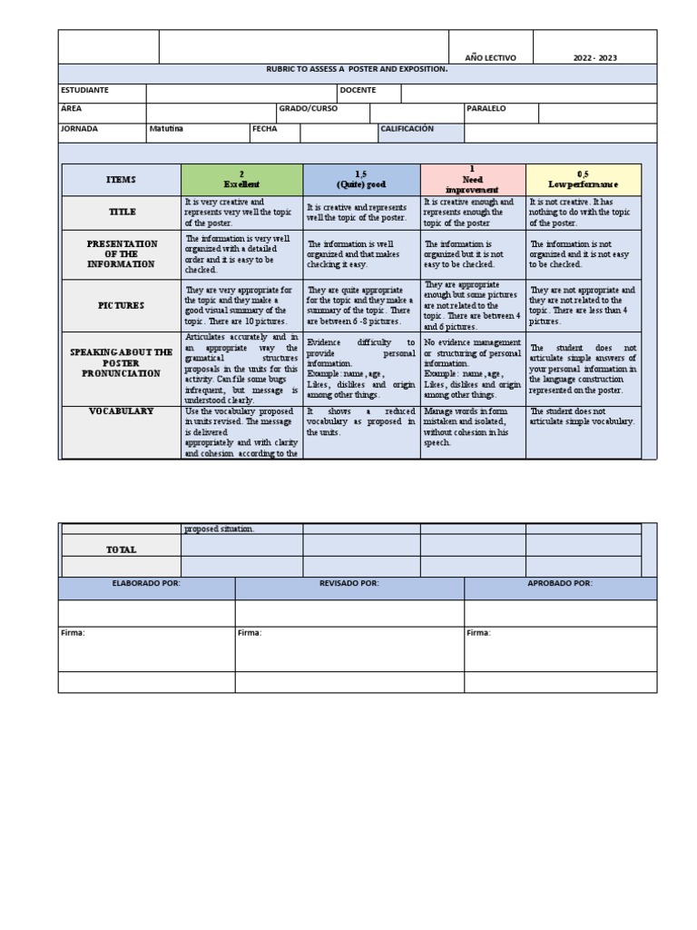 RÚBRICA INGLÉS P3 Español | PDF | Vocabulary | Applied Linguistics