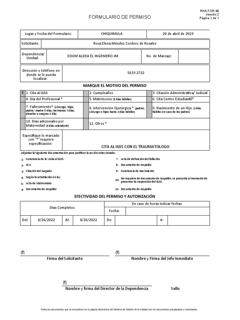 Permiso Igss 22 Enero | PDF